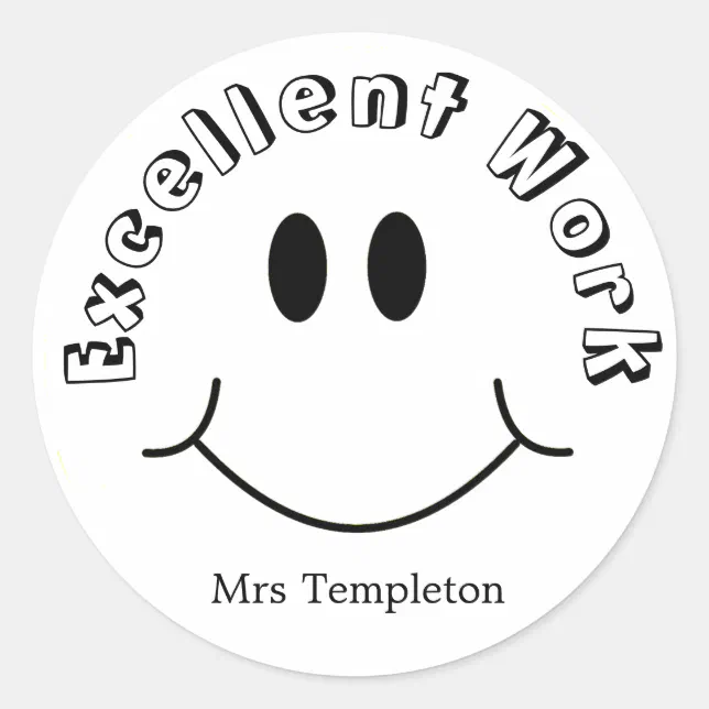 Custom Teacher Reward Smiling Classic Round Sticker | Zazzle