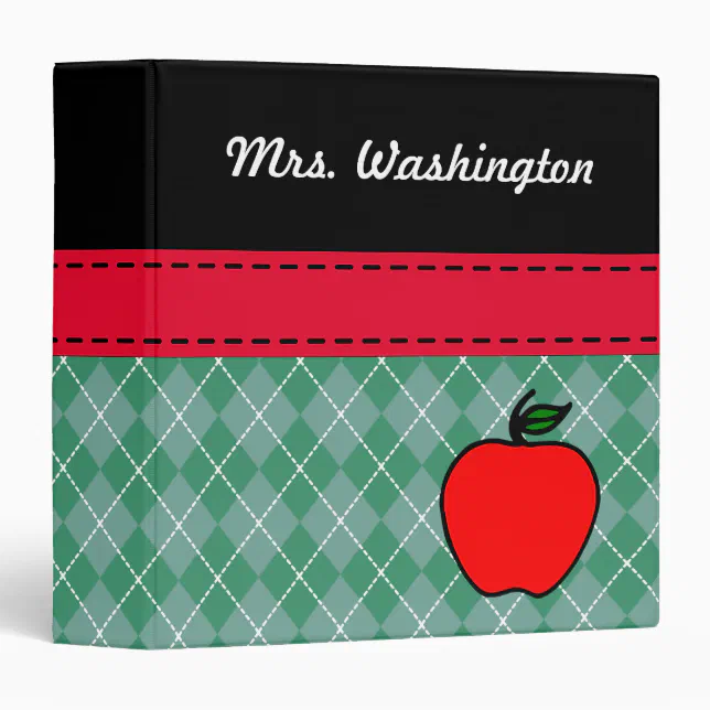 Custom Teacher's Apple Lesson Plan Organizer Gift Binder | Zazzle