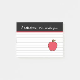 Custom Teacher's Apple Post It Notes Gift | Zazzle