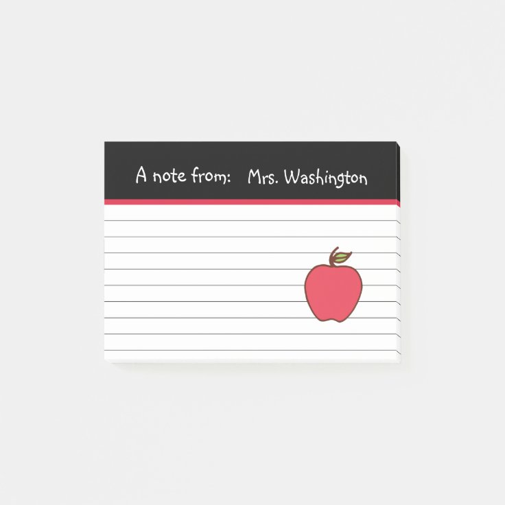 Custom Teacher's Apple Post It Notes Gift | Zazzle