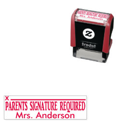 Custom Teachers Name Parents Signature Required Self-inking Stamp | Zazzle