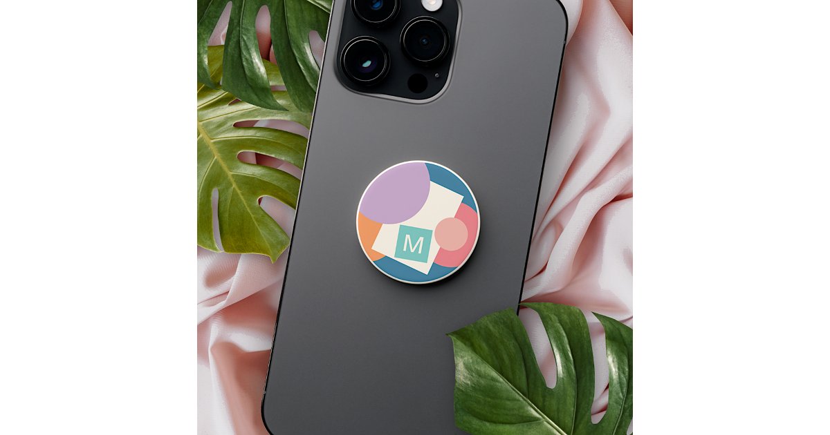 Custom Teal Blue Blush Pink Purple Circles Pattern PopSocket | Zazzle