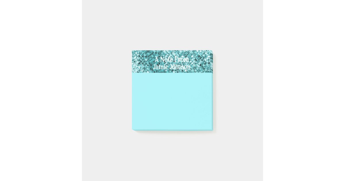 Custom Teal Glitter Sparkles Light Teal Background Post-it Notes | Zazzle