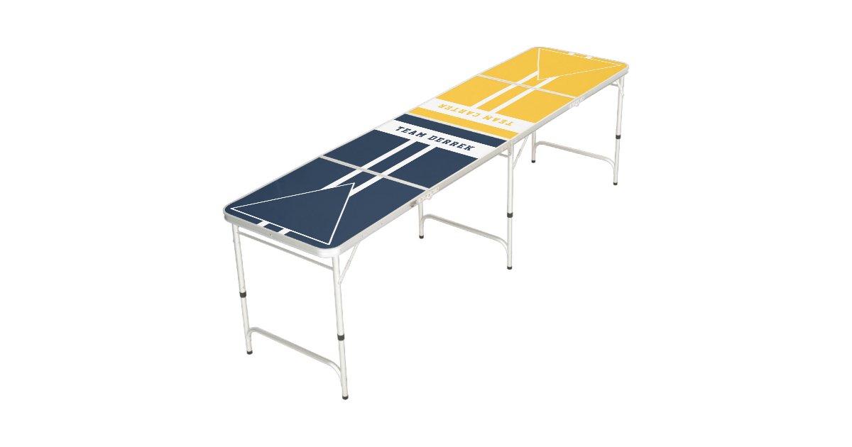 Custom Team Colors Navy Blue and Gold Beer Pong Table | Zazzle