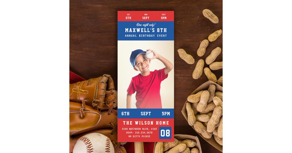 Custom Team Colors Sporting Event Ticket Birthday Invitation | Zazzle
