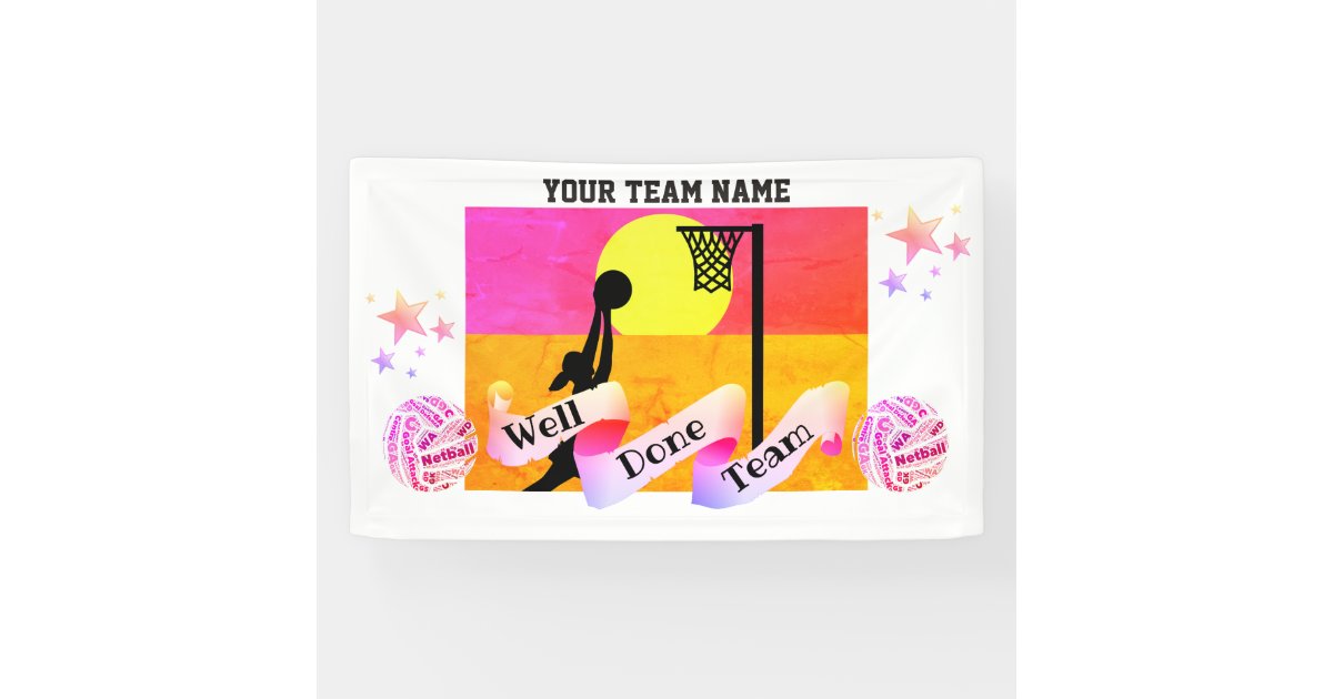 Custom Team Name Netball Banner | Zazzle