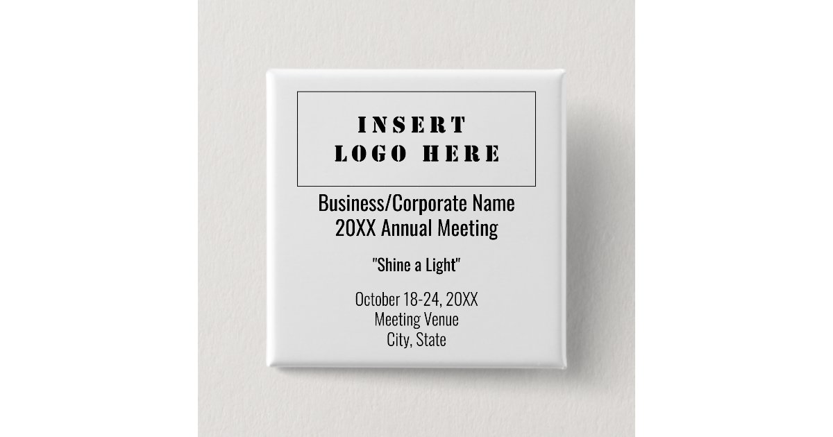 Custom Template for Business Promo Meeting Buttons | Zazzle