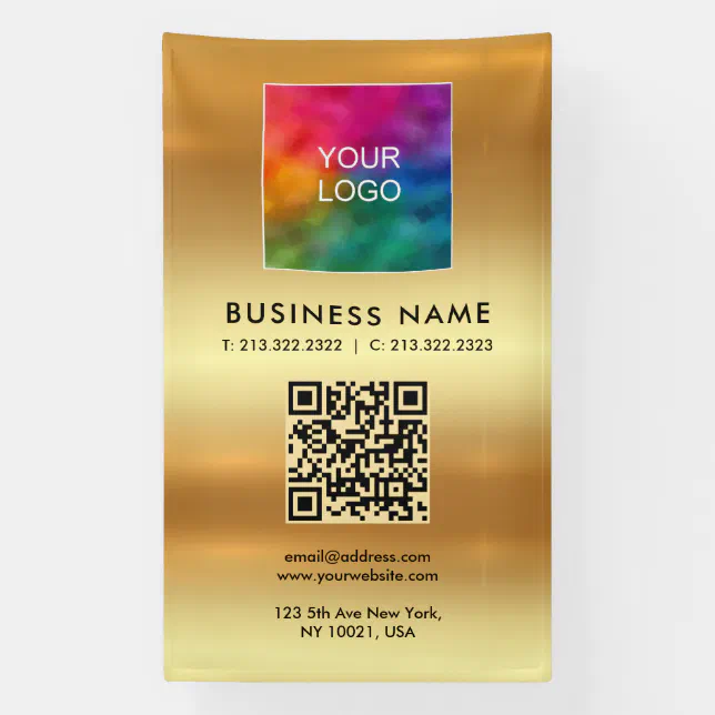Custom Template Logo QR Code Vertical Large Glam Banner | Zazzle