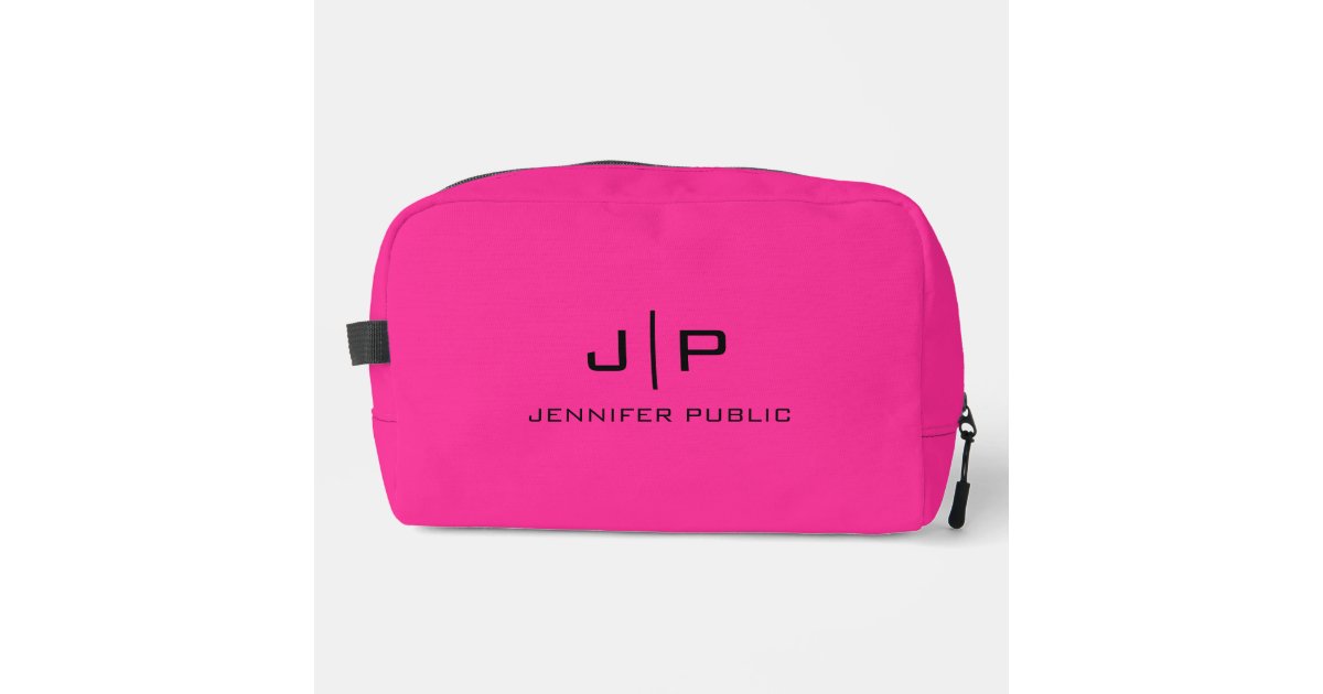 Custom Template Monogram Initial Letter Pink Dopp Kit | Zazzle