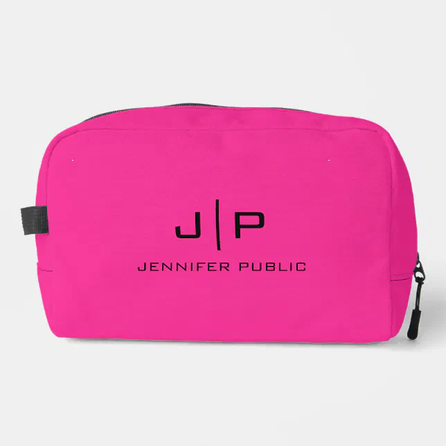 Custom Template Monogram Initial Letter Pink Dopp Kit | Zazzle