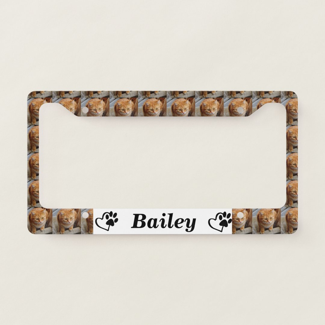 Custom Template Photo Pet Cat Dog License Plate Frame | Zazzle