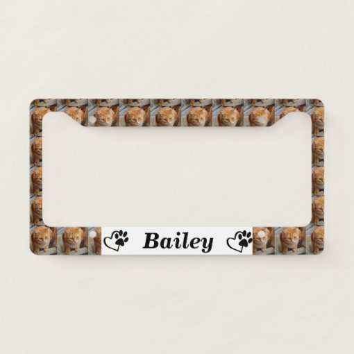Custom Template Photo Pet Cat Dog License Plate Frame | Zazzle