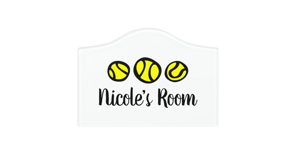 Custom tennis ball door sign for kid's room | Zazzle