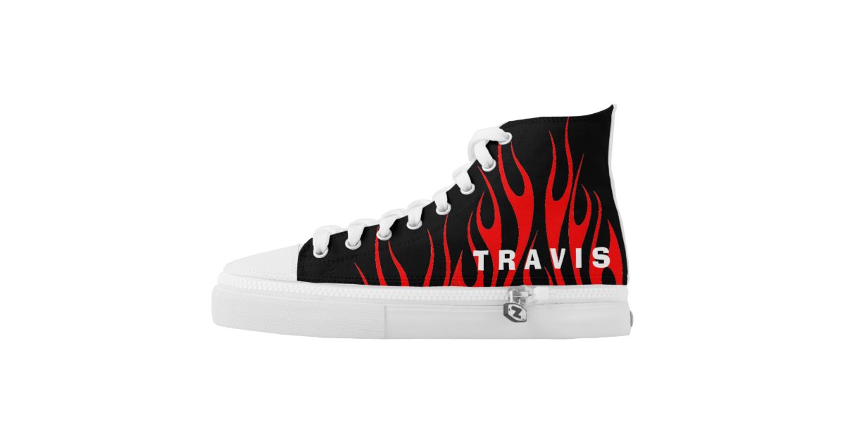 Custom Tennis Shoes - Fire Name Black Red | Zazzle