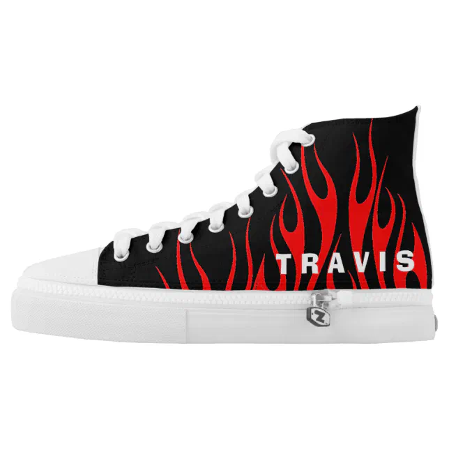 Custom Tennis Shoes - Fire Name Black Red | Zazzle