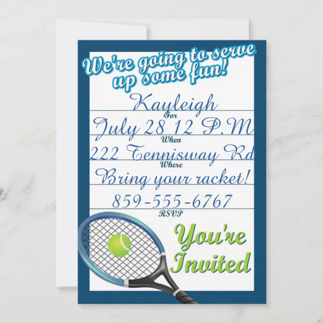 Custom Tennis Themed Invite | Zazzle