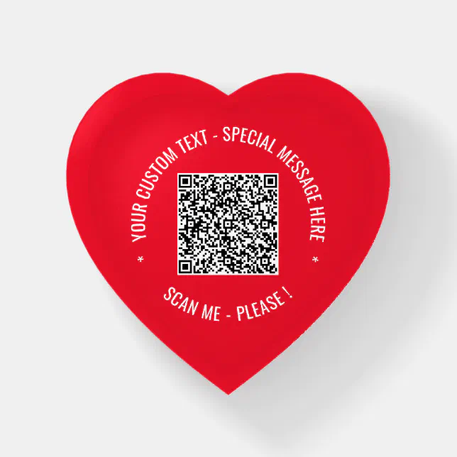 Custom Text and QR Code Heart Paperweight Template | Zazzle