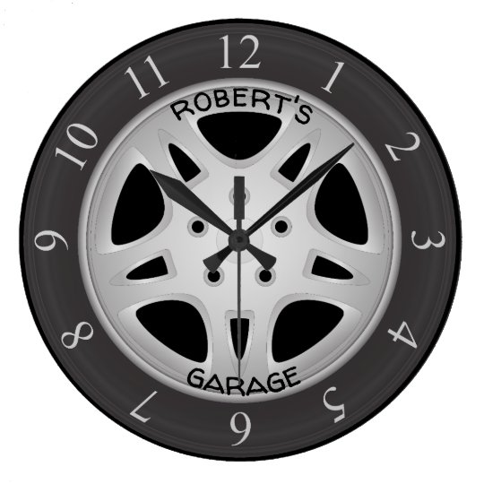 Custom Text Automobile Wheel & Tire Large Clock | Zazzle.com