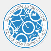 Custom Text Bicycle Blue Classic Round Sticker | Zazzle