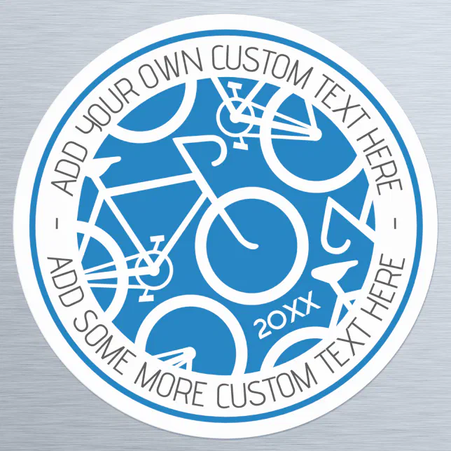 Custom Text Bicycle Blue Classic Round Sticker | Zazzle