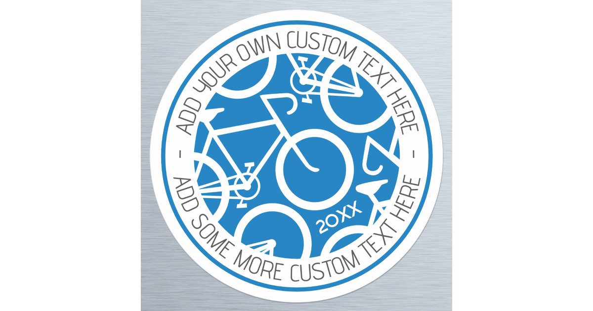 Custom Text Bicycle Blue Classic Round Sticker | Zazzle