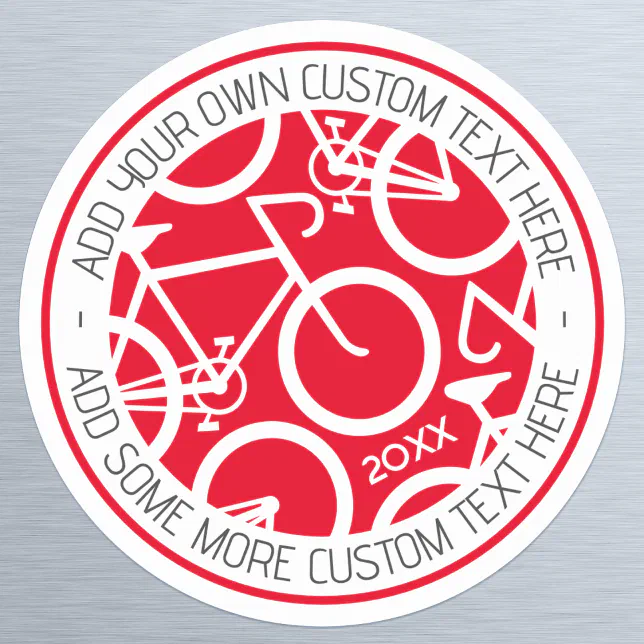 Custom Text Bicycle Red Classic Round Sticker | Zazzle