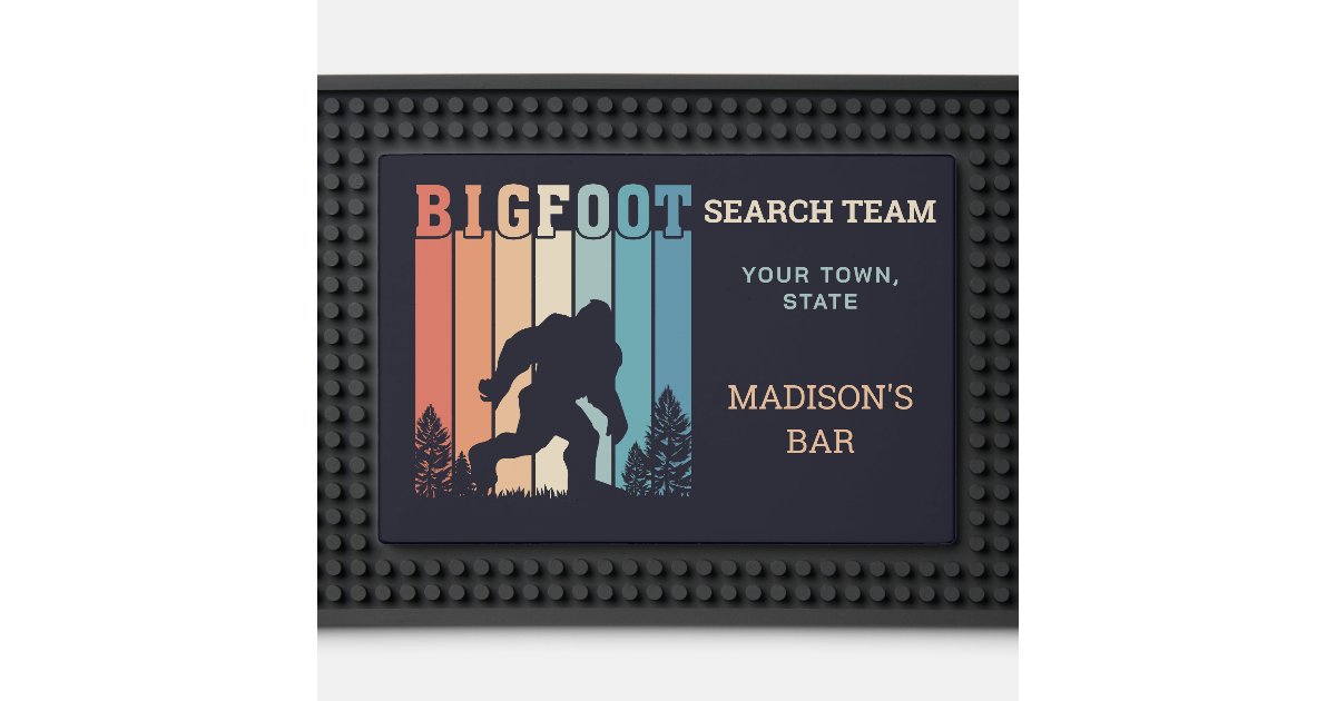 Custom Text Bigfoot Bar Mat | Zazzle
