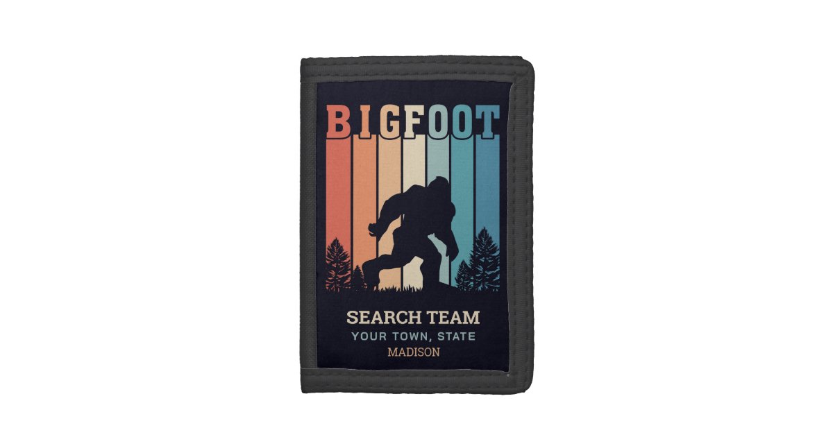 Custom Text Bigfoot Trifold Wallet | Zazzle