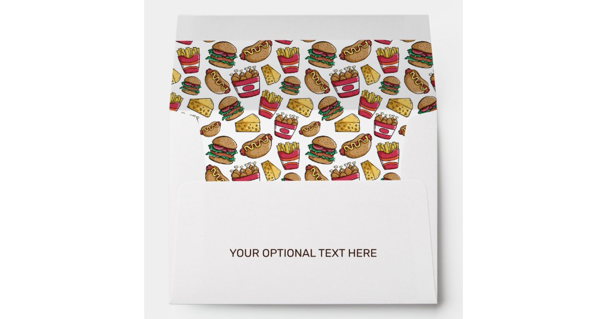 Custom Text Burger / Fast Food Lover Envelope | Zazzle
