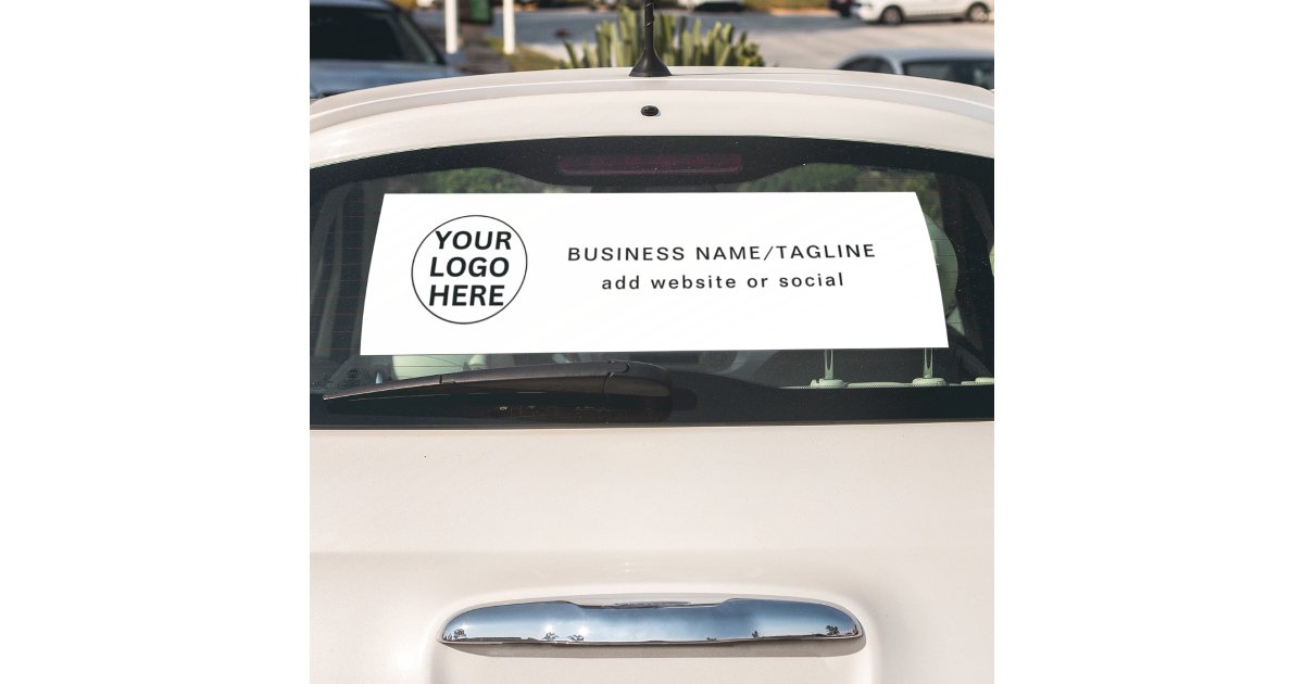 Custom Text & Business Logo Promotional White Window Cling | Zazzle