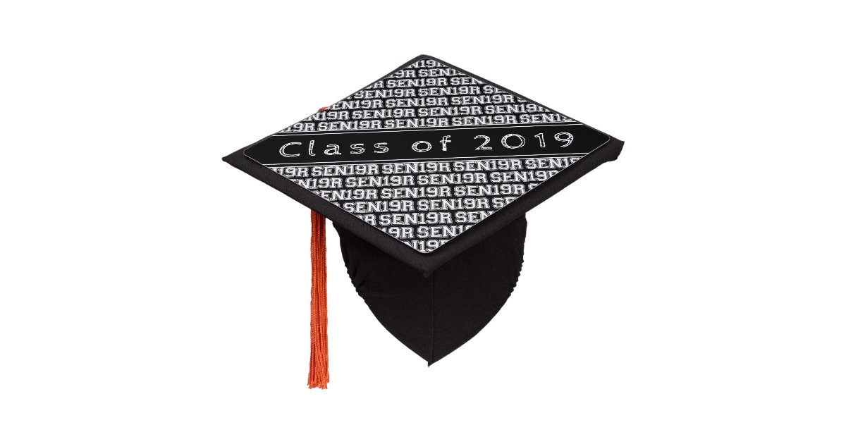 Custom Text Class of 2019 Black and White Stylish Graduation Cap Topper ...
