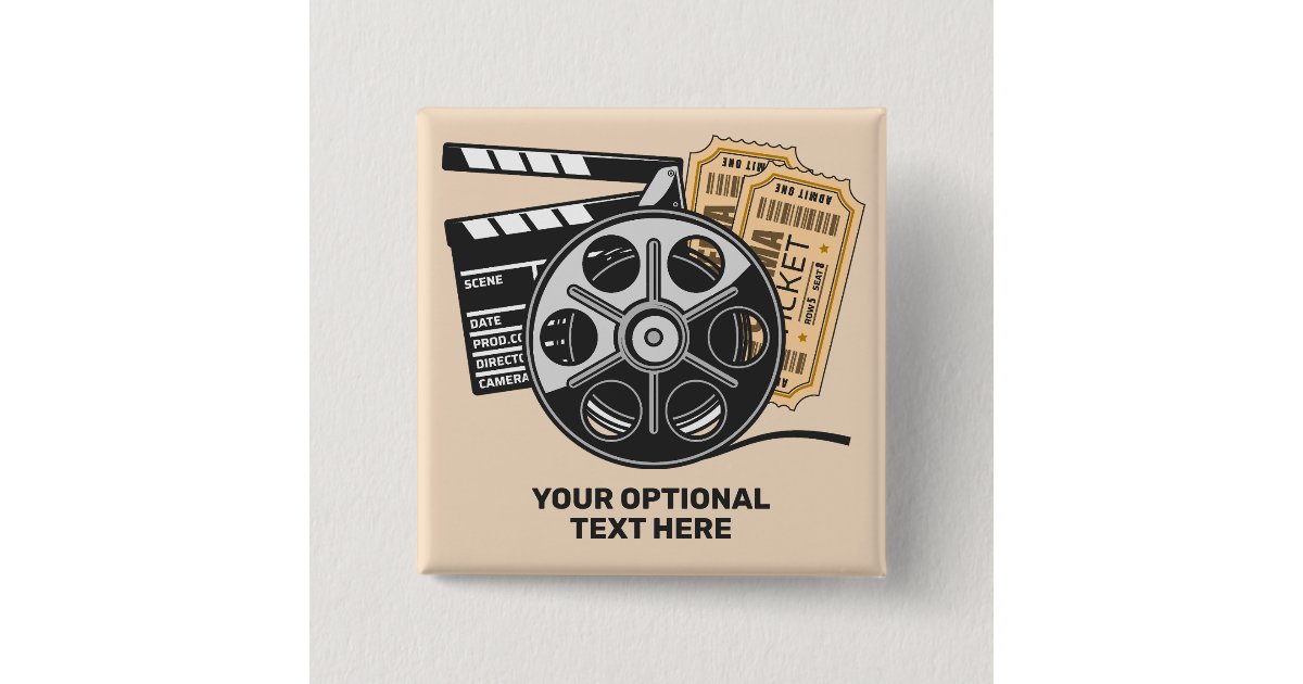 Custom Text & Color Movie Button | Zazzle