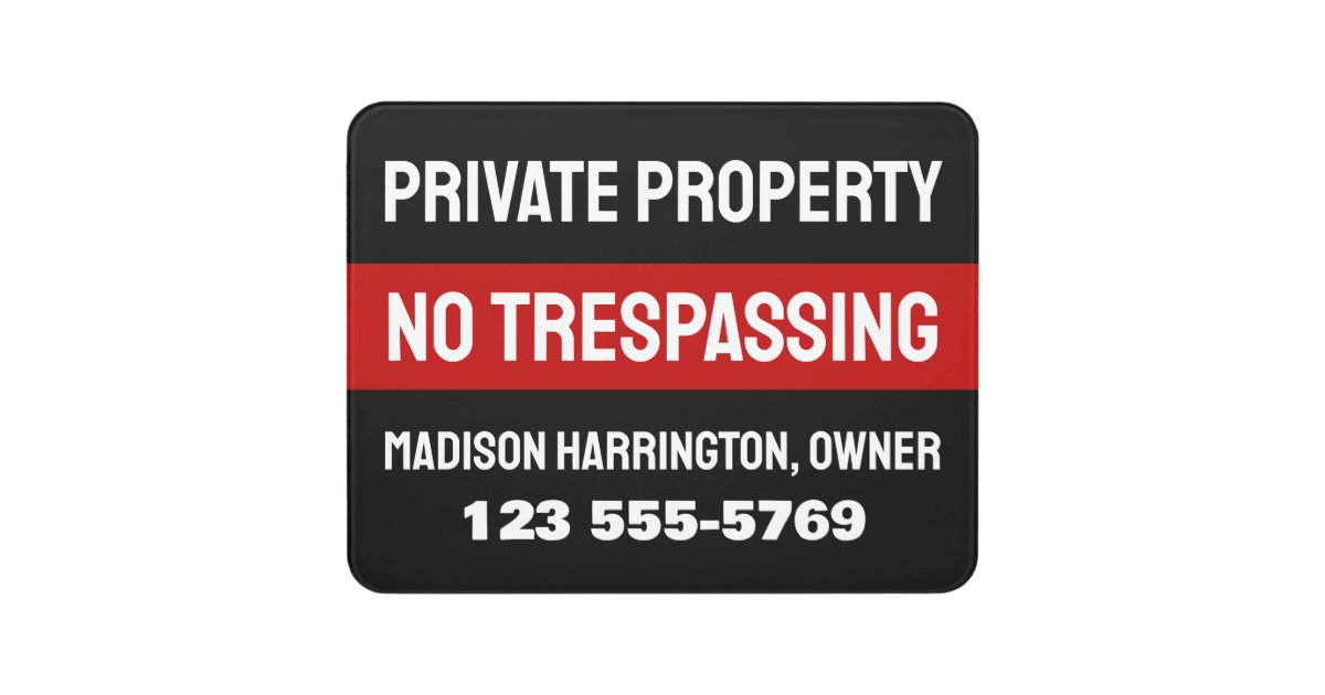 Custom Text & Color Private Property Door Sign | Zazzle