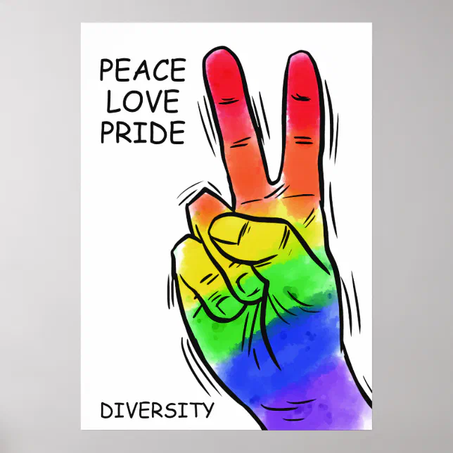 Custom text & color Rainbow Peace poster | Zazzle