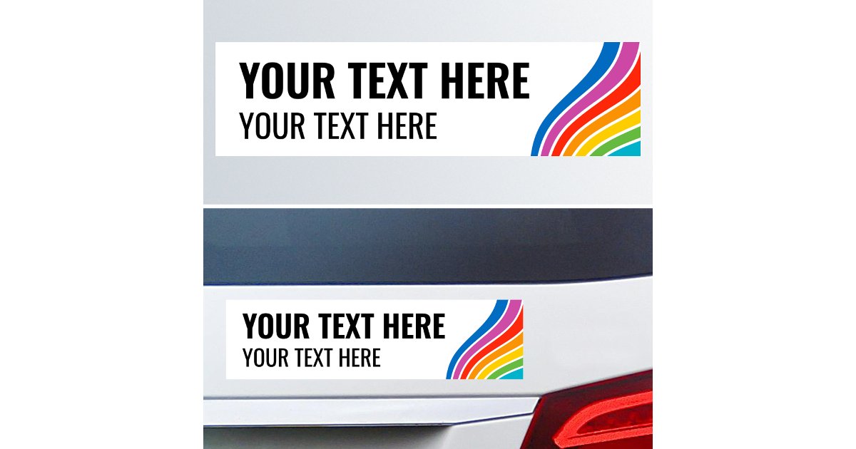 Custom Text Colorful Rainbow Wave Bumper Sticker | Zazzle