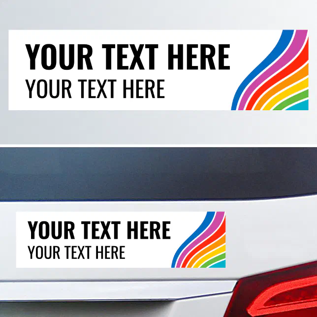 Custom Text Colorful Rainbow Wave Bumper Sticker | Zazzle