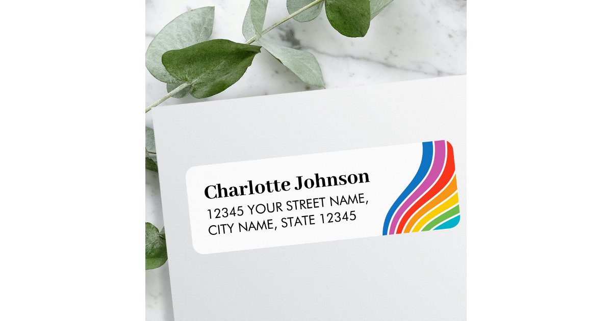Custom Text Colorful Rainbow Wave Return Address Label | Zazzle