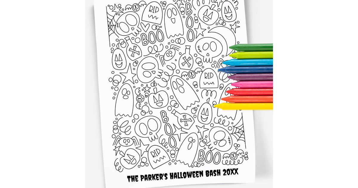 Custom Text Coloring Page | Halloween Pattern | Zazzle