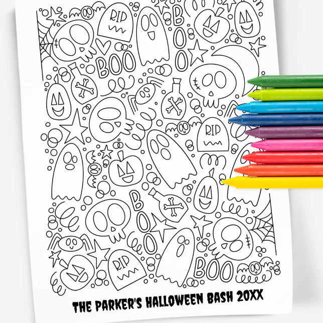 Custom Text Coloring Page | Halloween Pattern | Zazzle