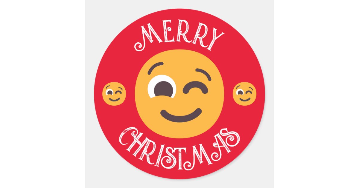 Custom Text & Colors Winking Face Emojis Christmas Classic Round ...