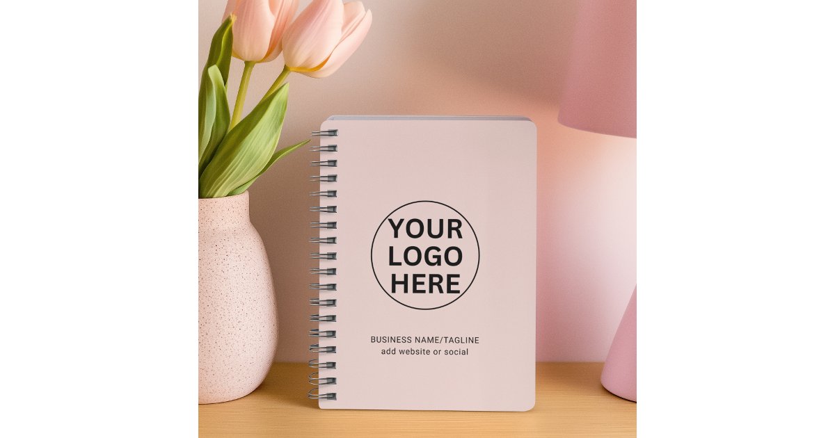 Custom Text & Company Logo Promotional Blush Pink Planner | Zazzle