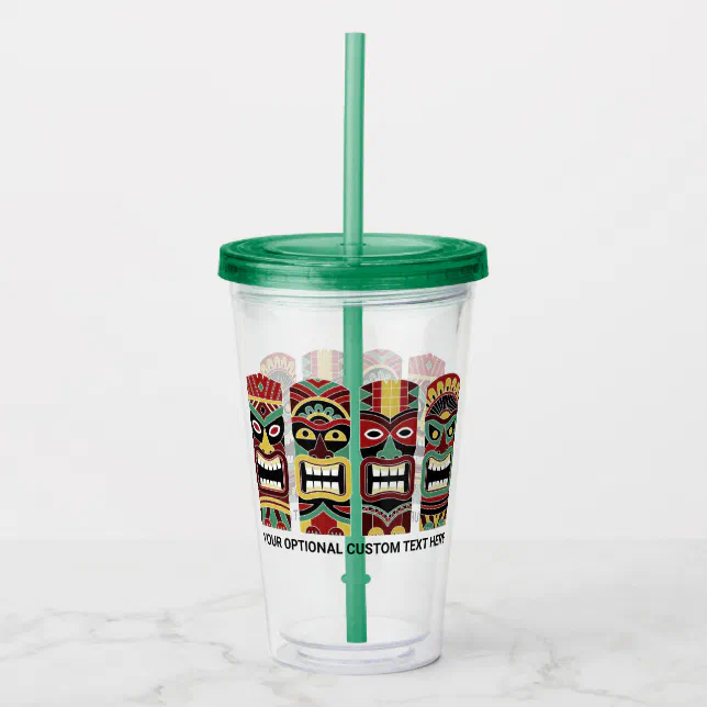 Custom text Cool Tiki Totems tumblers | Zazzle