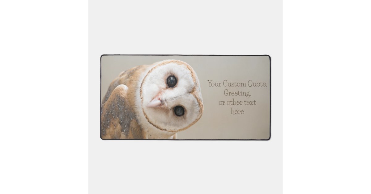 Custom Text Cute Barn Owl Desk Mat | Zazzle