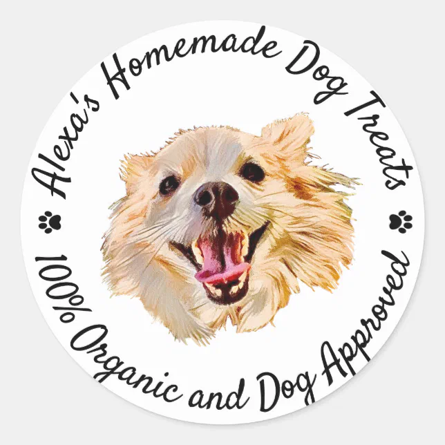 Custom Text Dog Classic Round Sticker | Zazzle
