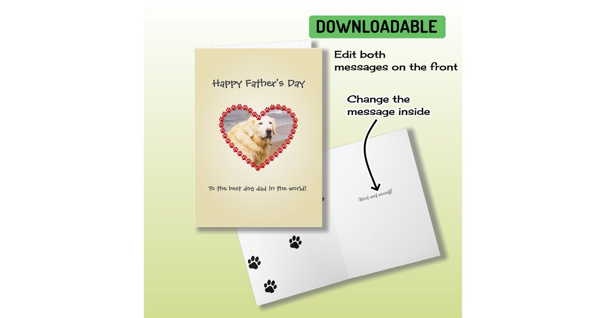 Custom text dog dad photo Fathers Day Card | Zazzle