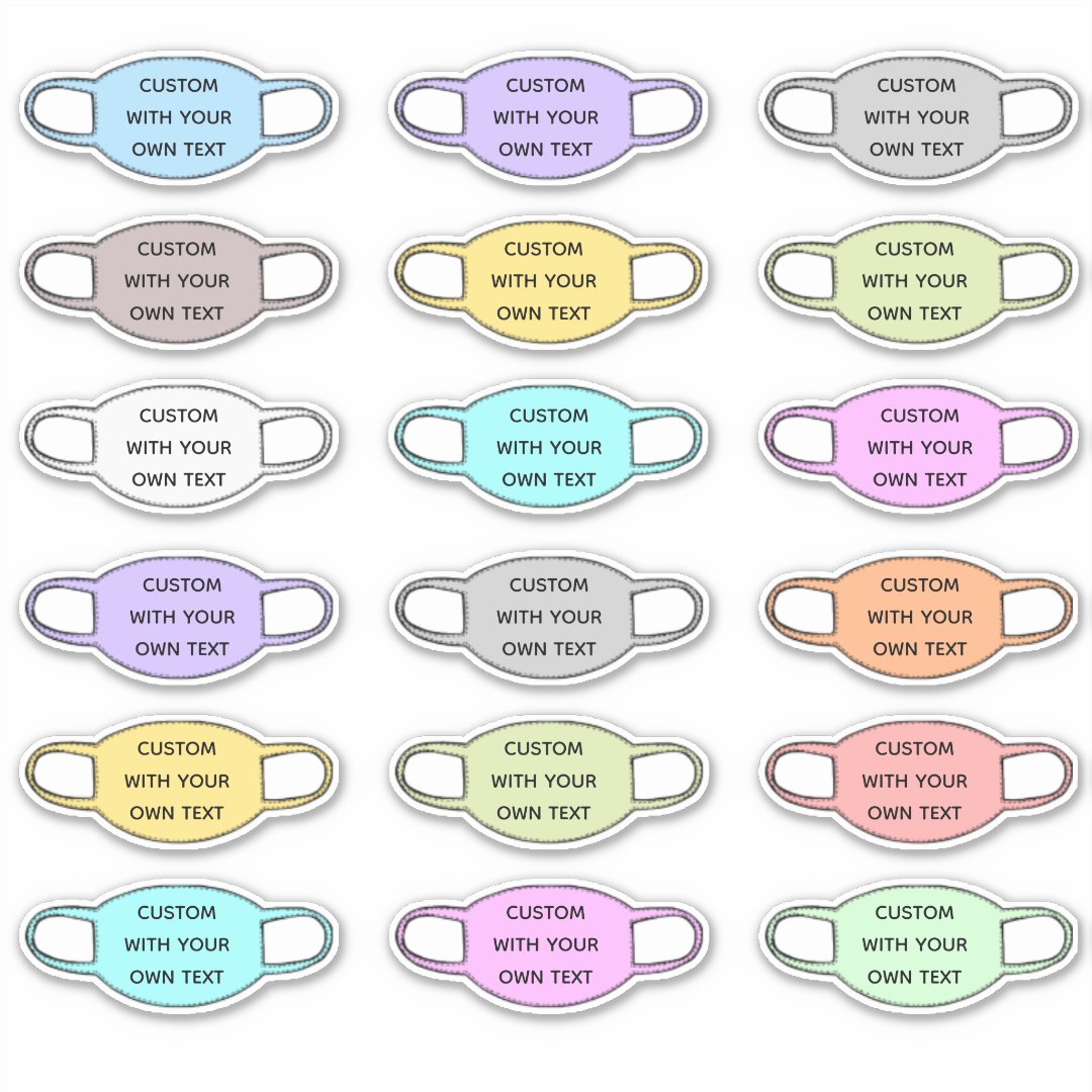 Custom Text Face Mask Shaped Sticker | Zazzle
