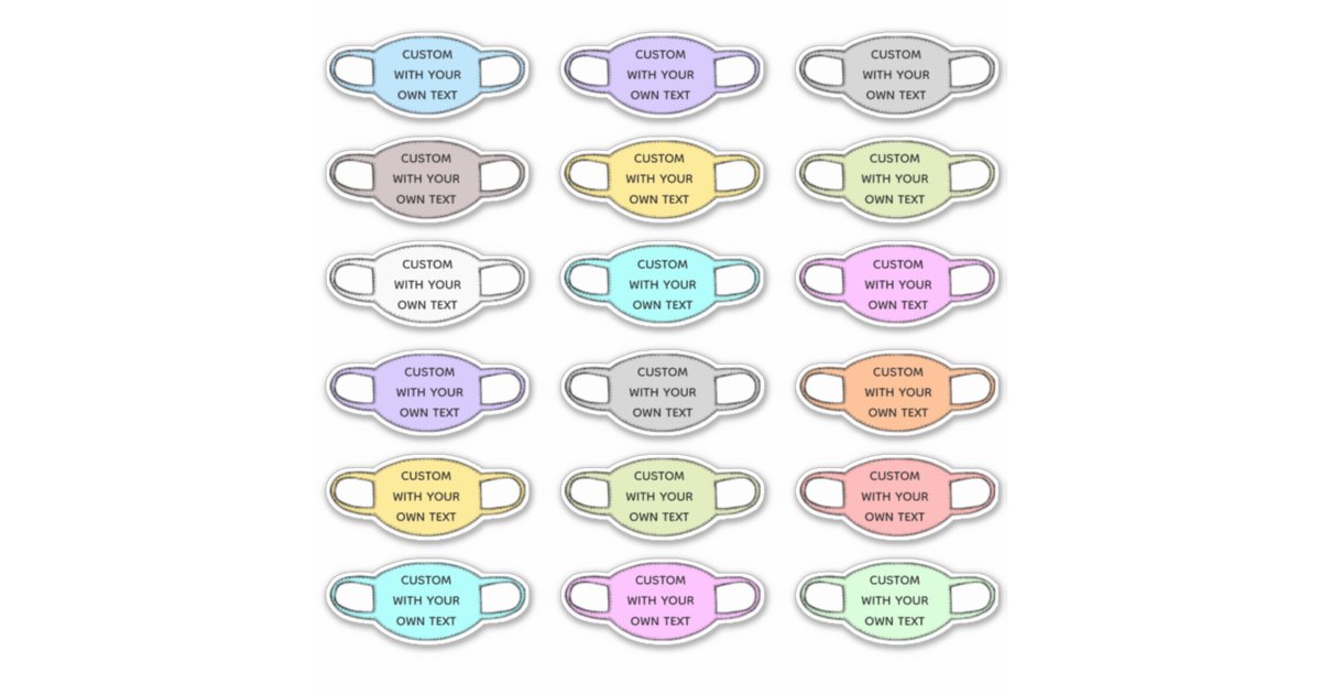 Custom Text Face Mask Shaped Sticker | Zazzle