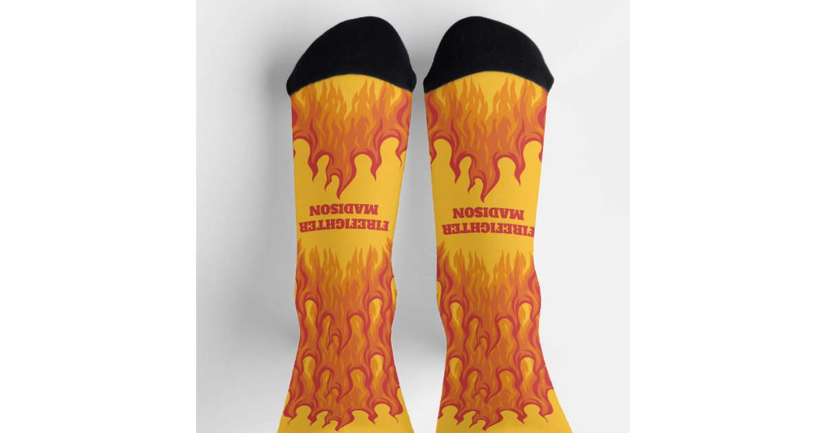 Custom text Firefighter Socks | Zazzle