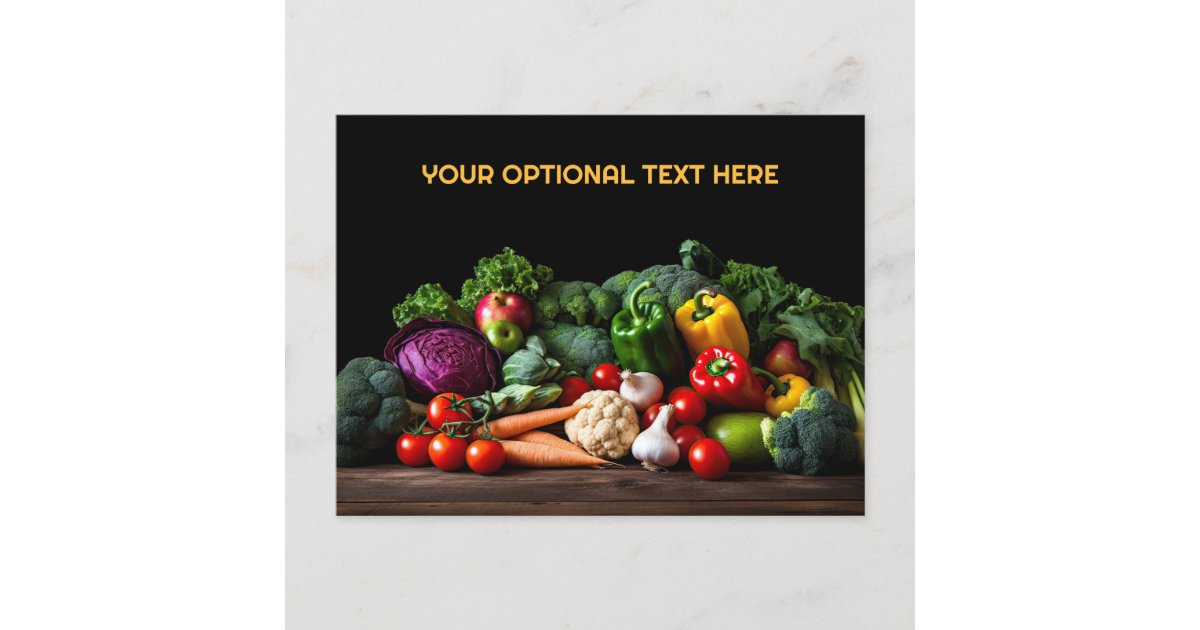 Custom Text Fresh Vegetables Postcard | Zazzle