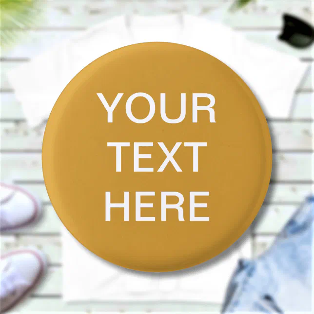 Custom Text Gold Color Pinback Button | Zazzle